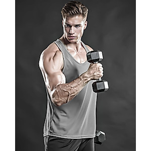 DRSKIN Men's 3 Pack Dry Fit Y-Back Muscle Tank Tops Mesh Sleeveless Gym Bodybuilding Training Athletic Workout Cool Shirts (BTF-ME-TA-(B,N,G), XL)