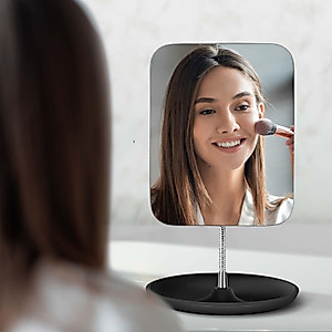 LFOYOU Table Vanity Mirror with Stand - Makeup Mirror for Desk - Adjustable Flexible Gooseneck, 360°Rotation Folding Portable Bathroom Shaving Cosmetic Mirror Square