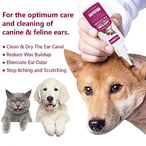 Pjordo Ear Cleaner for Dogs & Cats, Pet Ear Cleaner Solution, Ear Cleaning for Cats, Cat Ear Drops for Wax, Odor, Itchy, Dog Ear Treatment (3.38 oz)