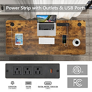 Legooin Electric Adjustable Height Standing Desk, 55×24 Inches Sit Stand Desk with Power Socket, 2 USB Ports, 3 Power Outlets, 4 Wheels,4 Memory Buttons Home Office Desk (Brown)