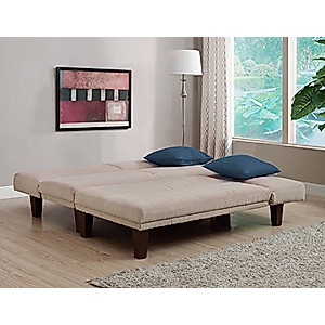 DHP Dillan 69 Inch Futon Sofa Bed, Modern Armless Upholstered Couch Sleeper with Tufted Back and Seat, Full, Tan