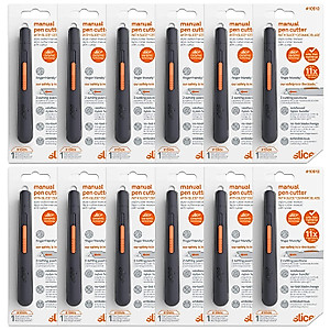 Slice Manual Pen Cutter, Safe Ceramic Box Cutter Lasting 11x Longer than Metal, Box Opener, 12 Pack