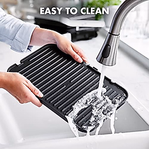 GreenPan Electric Indoor Stainless Steel 6-in-1 Contact Grill and Griddle, Healthy Ceramic Nonstick, Dishwasher Safe Reversible Plates, PFAS-Free