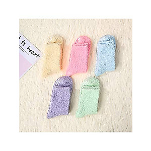 Century Star Anti Slip Athletic Plush Slipper Grip Soft Socks Women Yoga Pilates Soft Warm Cozy Socks For Christmas A 5 Pairs Candy Color One Size