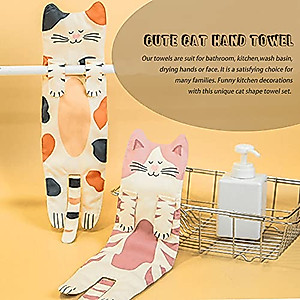 Dancenser Cute Cat Hand Towel, Cat Gifts for Cat Lovers, Cat Decor for Home, Funny Kitchen Bathroom Towels, Cute Cat Decorative Hanging Washclothes Face Towels, 20.9x5.1in