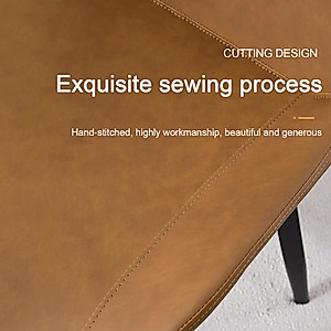 Aimerive Dining Chairs Set of 4, Upholstered Dining Room Kitchen Chair with Black Metal Legs, Modern Armless Dining Side Chairs in Faux Leather Cushion Seat, Brown