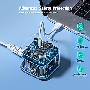 USB Charging Station Boean PD 65W 5-Port Desktop USB C Wall Charger Fast Wall Charger for MacBook Pro/Air iPad Pro iPhone 13/13 Mini/13 Pro/13 Pro Max/12, Nintendo Switch, Dell XPS 13, Galaxy and More