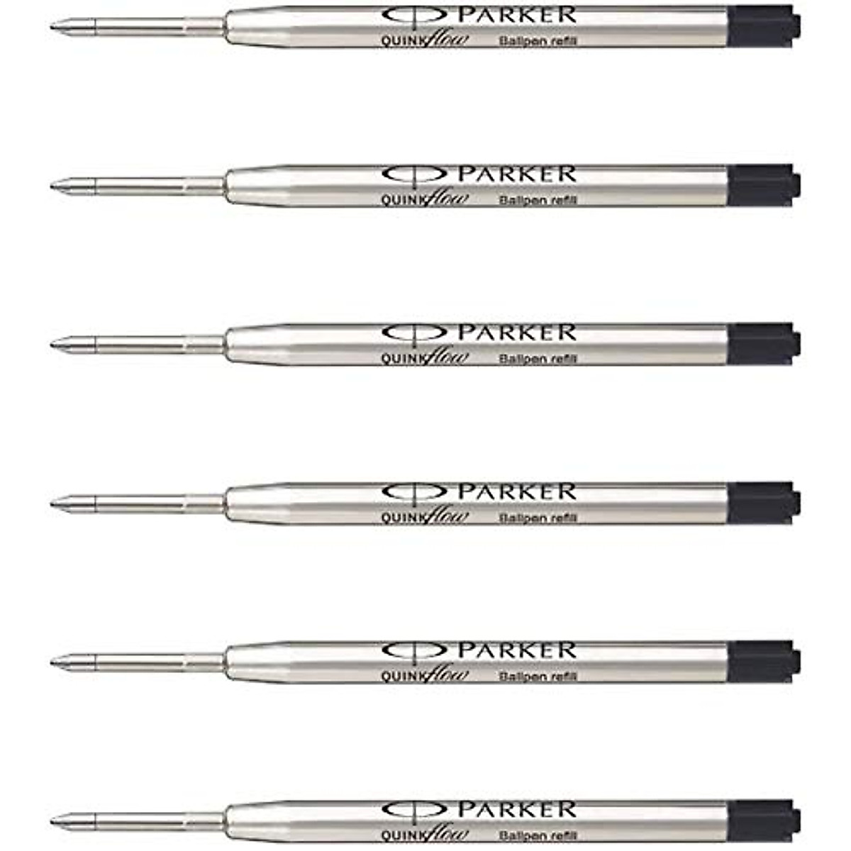 Parker QuinkFlow Ink Refill for Ballpoint Pens, Medium Point, Black Pack of 6 Refills (1782469)