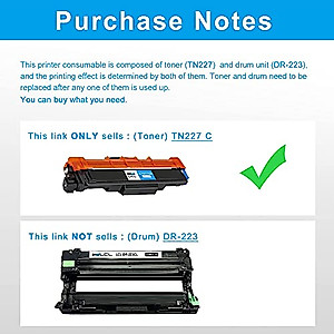 LCL Compatible Toner Cartridge Replacement for Brother TN227 TN223 TN-227 TN-223 TN227C TN223C TN-227C 2300 Pages HL-L3210CW HL-L3230CDW HL-L3270CDW HL-L3290CDW MFC-L3710CW MFC-L3750CDW (1-Pack Cyan)