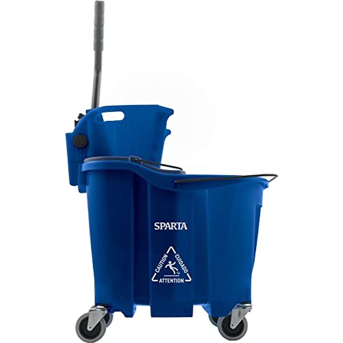 Carlisle FoodService Products Omnifit Mop Bucket with Side Press Wringer and Soiled Water Insert for Floor Cleaning, Kitchens, Restaurants, And Janitorial Use, Polypropylene (Pp), 35 Quarts, Blue