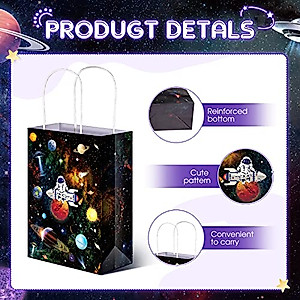 Nezyo 24 Pack Outer Space Present Bags Space Party Favors Planet Candy Goodie Bag Galaxy Gift Bags For Kids Boys Girls Space Theme Party Supplies (Outer Space Style)
