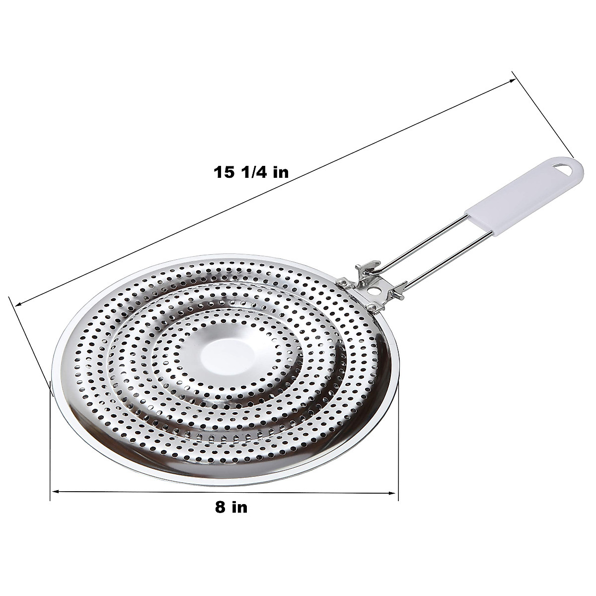 HOME-X Heat Diffusers for Gas Stove or Electric Stove, Flame Guard, Simmer Plates, Folding Handle, Set of 2, 15 1/4" L x 8" W x 1/2" H, Stainless-Steel