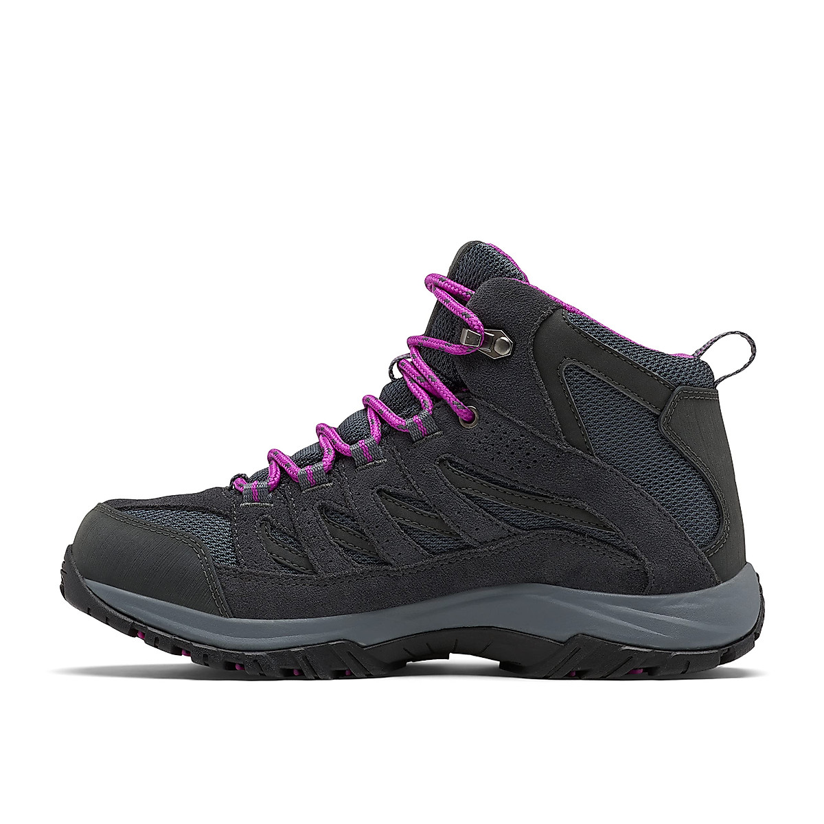 Columbia Womens Crestwood Mid Waterproof Boot Hiking Shoe, Graphite, Bright Plum, 7.5 US