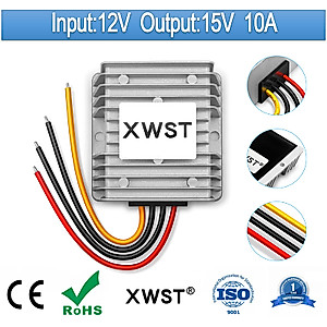 DC DC 12V to 15V 10A Step-up Module,Boost Converter 9V-13V to 15V Voltage Regulator,Waterproof Power Adapt 150W 15V Volt Transformer Module(12V to 15V 10A)