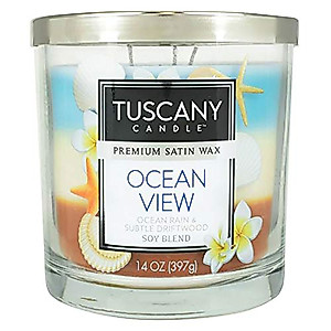 Tuscany Candle Ocean View Premium Satin Wax Candle 14oz, Blue