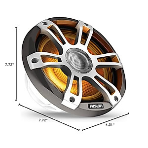 Garmin Fusion® Signature Series 3i Marine Coaxial Speakers, 7.7" 280-watt CRGBW Coaxial Sports Gray Marine Speakers (Pair)