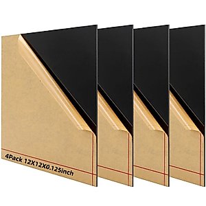 Black Acrylic Plexiglass Sheet, MIKING 4 Pack 12 x 12 Inch Black Cast Square Panel 1/8” Thick (3mm) Plexi Glass Acrylic Board with Protective Paper for DIY Display Projects, Craft