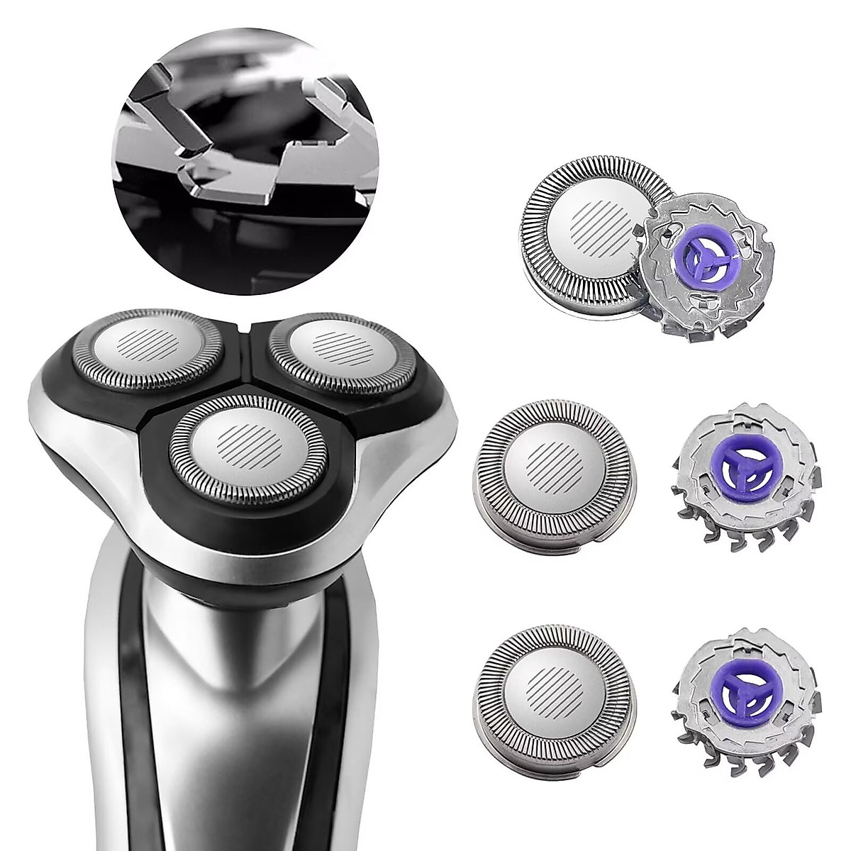 Set of 3 Replacement Shaver Heads for Philips Norelco HQ56 HQ55 HQ4 HQ3 by ShaverpartsUSA