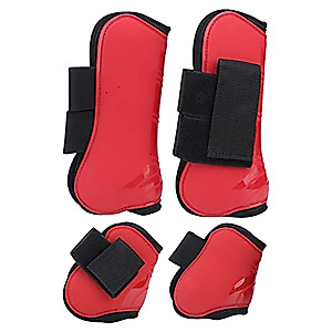 4Pcs Horse Tendon Boots Thicken PU Shell Protection Horse Boots Lightweight Open Front Hind Horse Leg Boots for Riding Shock Absorbing Jumping Protection
