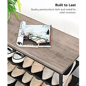 HOOBRO Shoe Rack, 4 Tier Shoe Storage Organizer with 3 Oxford Fabric Shelves and Top Panel, Holds 12-16 Pairs of Shoes for Entryway and Closet, Industrial, Greige BG47XJ01G1