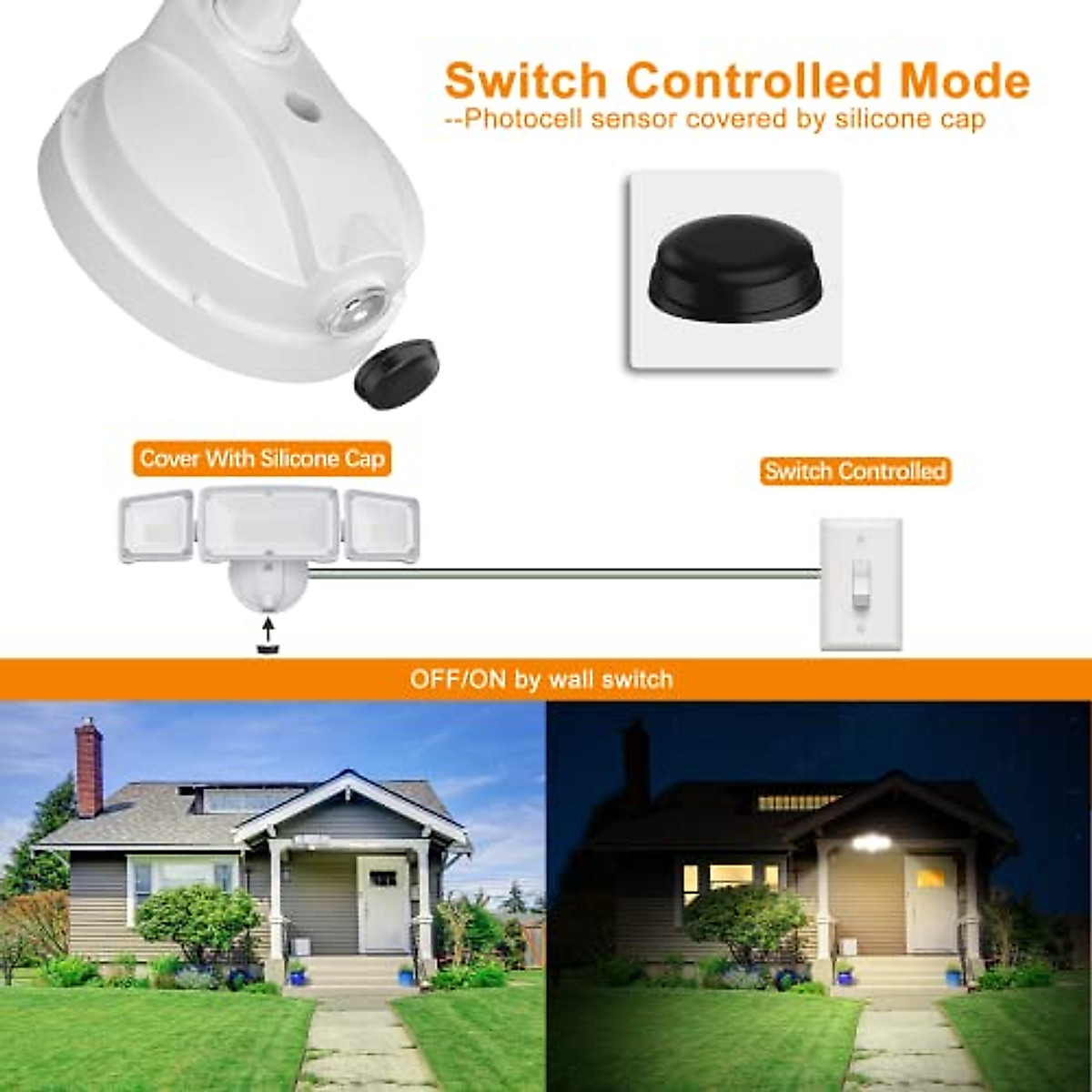 LEPOWER 3500LM Dusk to Dawn Flood Light Outdoor,35W LED Flood Light, Outdoor Security Lights with Photocell, 3200K, IP65 Waterproof, 3 Head, Exterior Flood Lights for Garden, Garage, House, Backyard