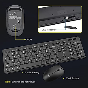 Wireless Keyboard and Mouse Combo - Rii Standard Office for Windows/Android TV Box/Raspberry Pi/PC/Laptop/PS3/4 (1PACK)