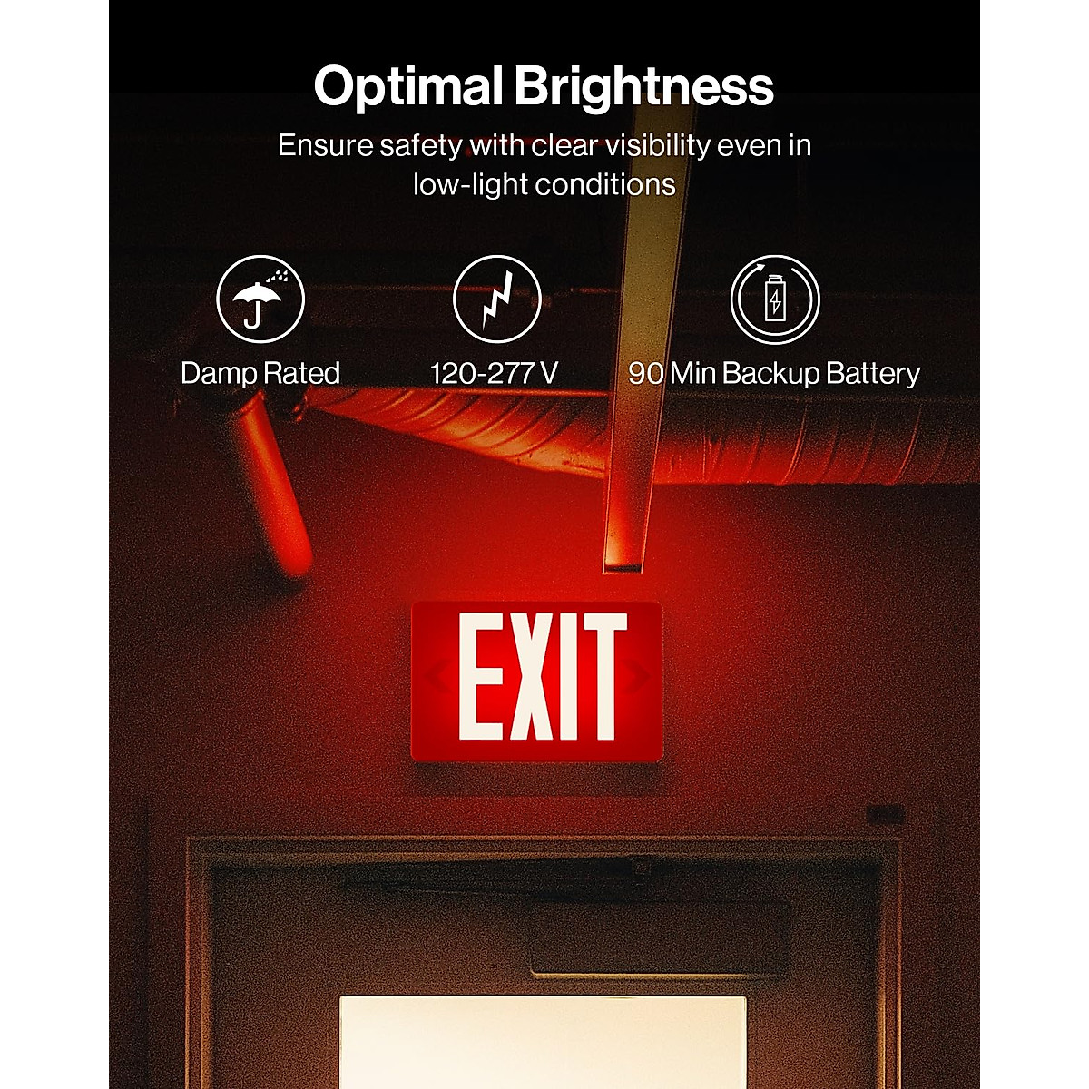 Sunco 12 Pack LED Exit Sign with Emergency Light, Commercial Grade Double Sided Fire Exit Lights, Backup Battery, Illuminated Emergency Exit, 120-277V, Dual Mounting, UL 94V-0 Fire Resistant