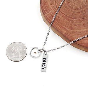 Uloveido The Amulet of Faith Mustard Seed Love Heart Pendant Necklace,Stainless Steel Charms Necklace for Women Y559 (Heart)