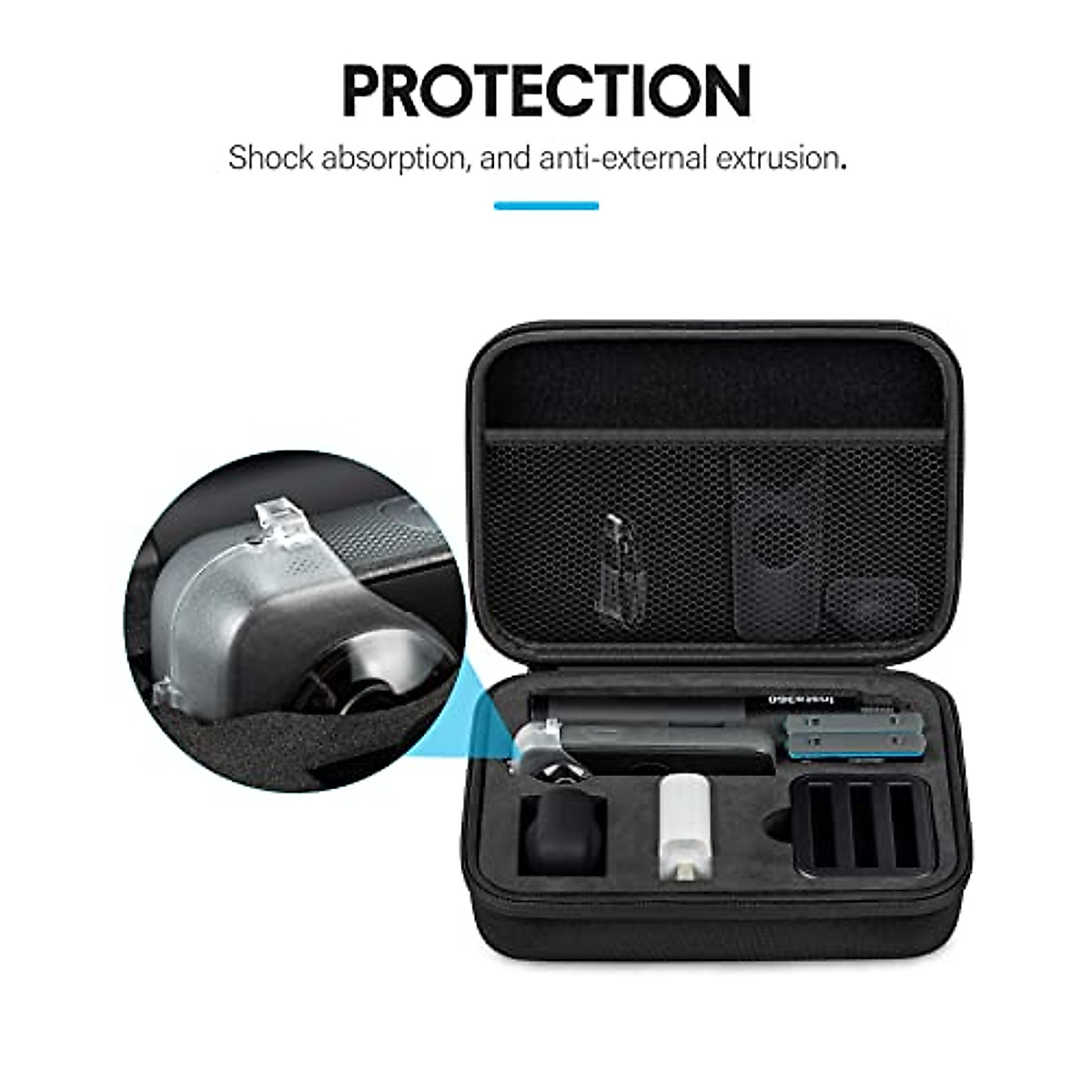 4in1 Carry Case for Insta360 One X2, Includes Lens Cap, Three Lens Guards and Black Rubber Sleeve Case and Lanyard, Compatible for Insta360 Bullet Time Handle