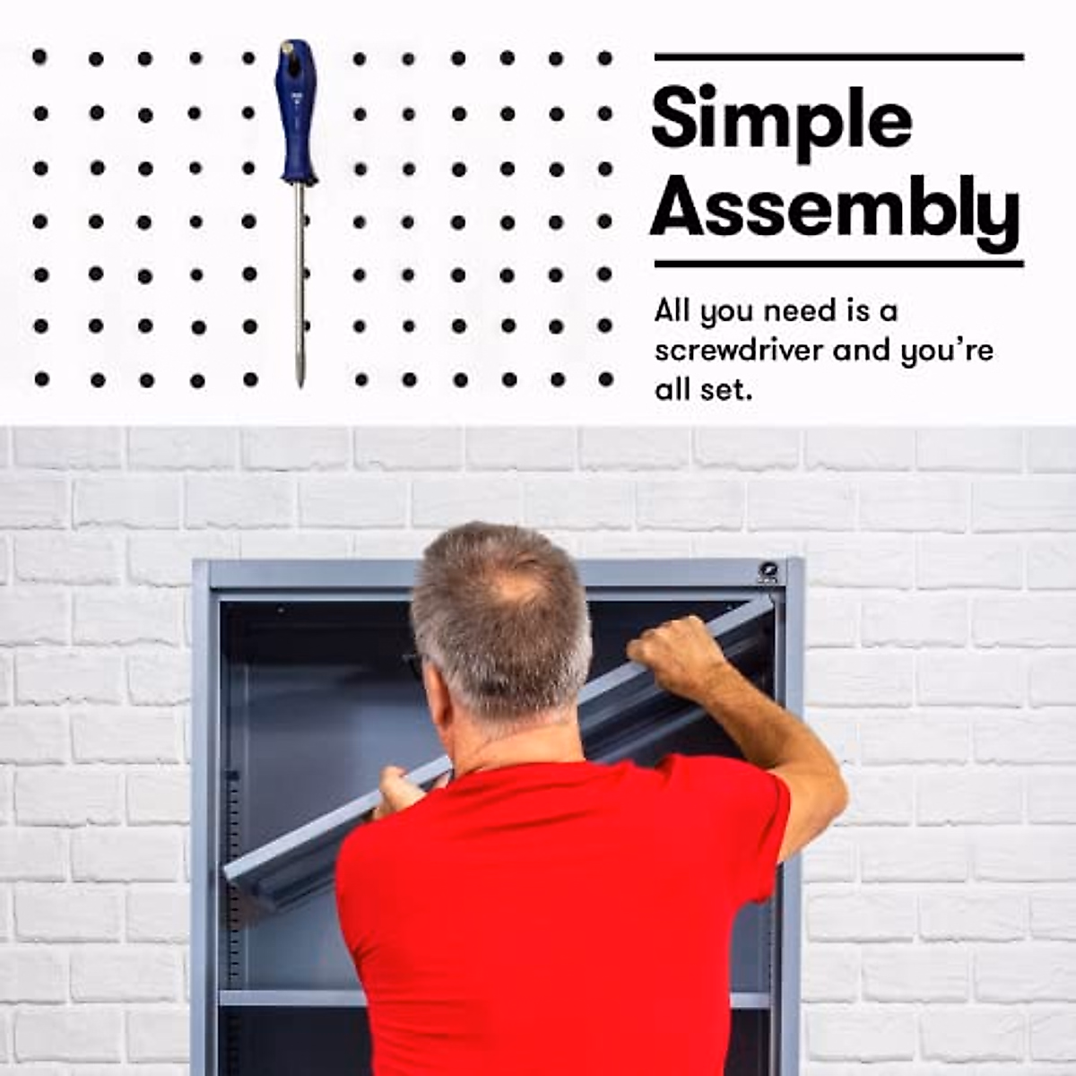 Fedmax Heavy Duty Metal Garage Storage Cabinet - 71-inch Tall Large Steel Utility Locker with Adjustable Shelves & Locking Doors - Garage Cabinets for Tool Storage and Ammo Locker - Black and Silver