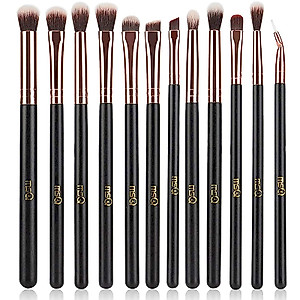 MSQ Eyeshadow Brushes 12pcs Eye Make Up Brush Set with Bag (PU Leather Pouch) Soft Synthetic Hairs for Eyeshadow, Eyebrow, Eyeliner, Blending, Best Gifts - Rose Gold