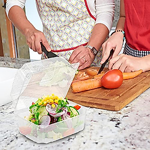 50 Pcs Clear Plastic Hinged Take Out Containers Disposable Clamshell Food Cake Containers with Lids 7.3 x 4.9 x 3.8 inch for Dessert, Cakes, Cookies, Salads, Pasta, Sandwiches