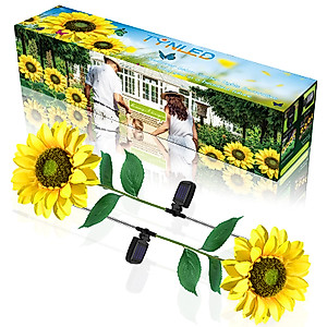 TYNLED Sunflower Solar Garden Lights, 2 Pack Outdoor Solar Powered Garden Stake Lights Waterproof Decoration Flower Landscape Lights for Garden Patio Pathway Backyard
