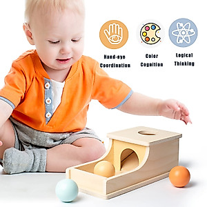 Busy edition Montessori Toys for Babies 6-12 Months Object Permanence Box Wooden Ball Drop Toy Play for 6 Month 1 2 3 Year Old Toddlers Infant Early Age Toy