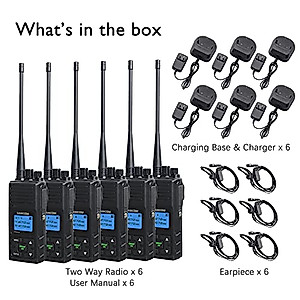 Two Way Radios, SAMCOM Long Range Walkie Talkies for Adults Rechargeable, 5 Watt High Power Portable 2-Way Radios with Group Talk Function for Business,School,Warehouse,Restaurant (Black 6 Pcs)