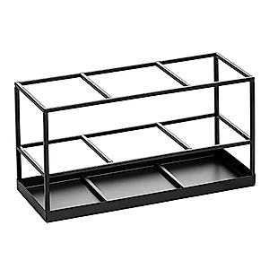 mDesign Steel Bathroom Countertop Hair Tool Storage Organizer Accessory Basket Tray, Vanity Table Holder for Hair Dryer, Straightener, Curling Iron, Styling Products, Citi Collection, Matte Black