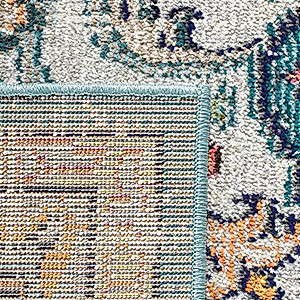 SAFAVIEH Madison Collection 5'3" x 7'6" Grey/Light Blue MAD447F Boho Chic Medallion Distressed Non-Shedding Living Room Bedroom Dining Home Office Area Rug