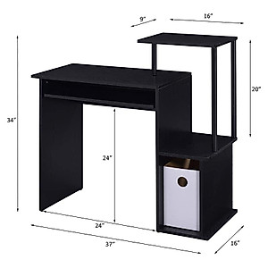 Acme Lyphre Wooden Rectangle Top Computer Desk with Keyboard Tray in Black