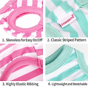 Frienperro Dog Shirt, 2-Pack Dog Clothes for Small Dogs Girl, Breathable Cotton Striped Chihuahua Clothes Boy, Sleeveless Small Pet Puppy Clothes Outfit Cat Tank Top Vest,Green & Pink XS