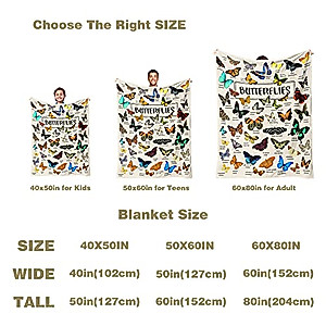 Butterfly Blanket for Boys and Girls - Ultra Soft Throw for Butterfly Lovers, Lightweight Cozy Kids Gifts for Christmas, Bed, Couch, Sofa - 40x50in