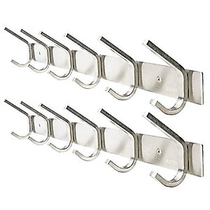 WEBI 2 Packs, Heavy Duty Stainless Steel 304 Hook Rail Coat Rack, Satin Finish, Great Home Storage & Organization for Bedroom, Bathroom, Foyers, Hallways
