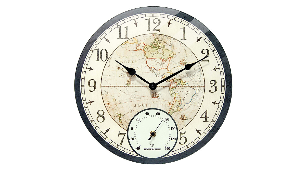 Infinity Instruments Orbis Indoor Outdoor Wall Clock and Thermometer ...