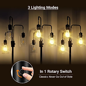 BoostArea Industrial Floor Lamp for Living Room,Glass Lampshade,Modern Stand Up Lamp with 3 Light,Simple Design Floor Lamp for Bedroom, Living Room, Office, Kids Room, Reading