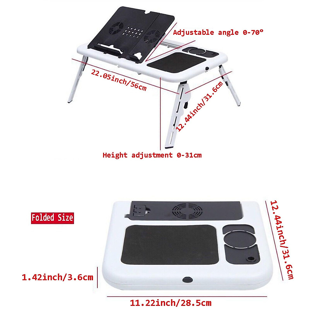Laptop Bed Desk Tray Bed Table, Folding Lap Desk, Adjustable Home Office Standing Desks for Couch Floor Reading Writing Eating Working Studying Black-PP