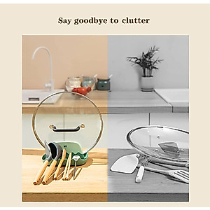 Ledudu A spoon rack for kitchen counter using for spatula spoon rack in kitchen kitchen utensils and Barbecue appliances and pot lid support water dripping protection,Green,17.2*15.5*7.8cm