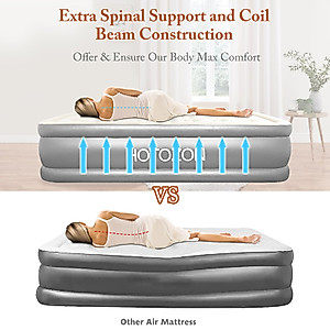 HOTOZON Twin Air Mattress with Built-in Pump, 18" Foldable Air Bed with Carry Bag, Luxury Elevated Inflatable Air Mattresses, Blow Up Airbed for Home, Camping & Guests, Grey