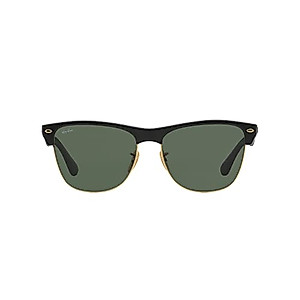 Ray-Ban RB4175 Clubmaster Oversized Sunglasses + Vision Group Accessories Bundle for unisex-adult (Demi Gloss Black On Arista/Crystal Green (877)