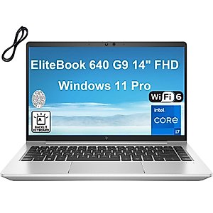 HP EliteBook 640 G9 14" FHD Business Laptop, 12th Gen Intel 10-Core i7-1255U, 32GB DDR4 RAM, 1TB PCIe SSD, WiFi 6, Bluetooth 5.3, Backlit KB, Fingerprint Reader, Windows 11 Pro, AZ-XUT Cable