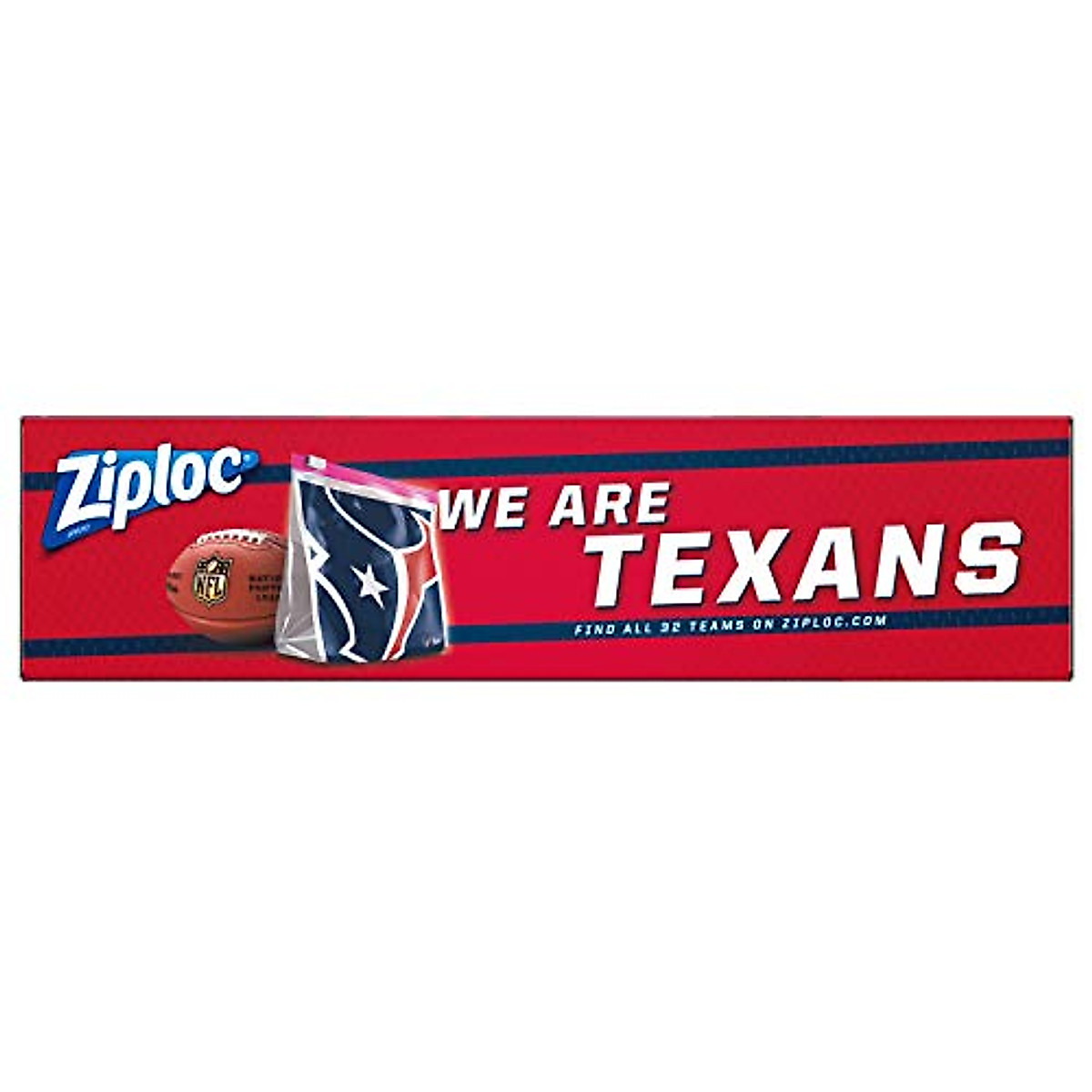 Ziploc Slider Storage Gallon Bag, Great for grab-and-go snacking, tailgating or homegating, 20 Count- NFL Houston Texans