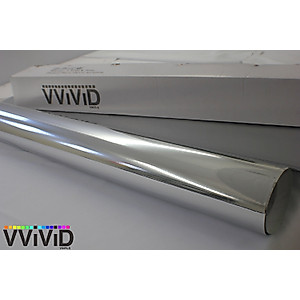 VViViD Silver Mirror Chrome Cast Vinyl Wrap Self-Adhesive Film Decal Air-Release Bubble and Air Free 3mil (1.5ft x 5ft)